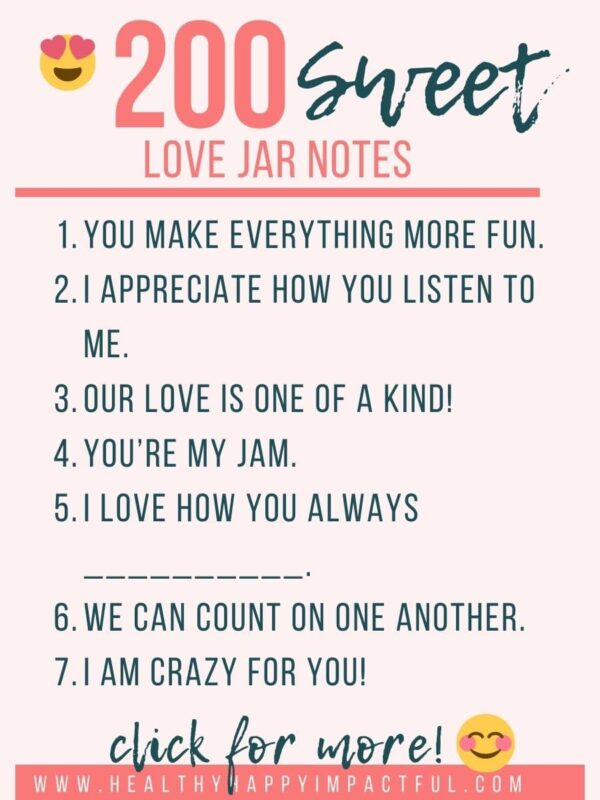 200 Heartfelt Love Notes in a Jar Ideas + Free Printable Tag for 2026