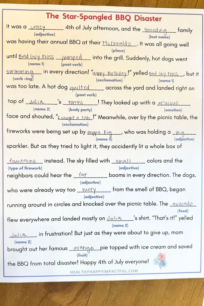 Free 4th of July Mad Libs Printable (A Fun Activity For Kids!)