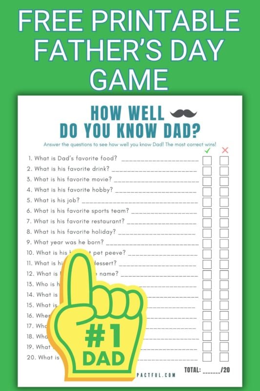 How Well Do You Know Dad? Free Father's Day Printable Game