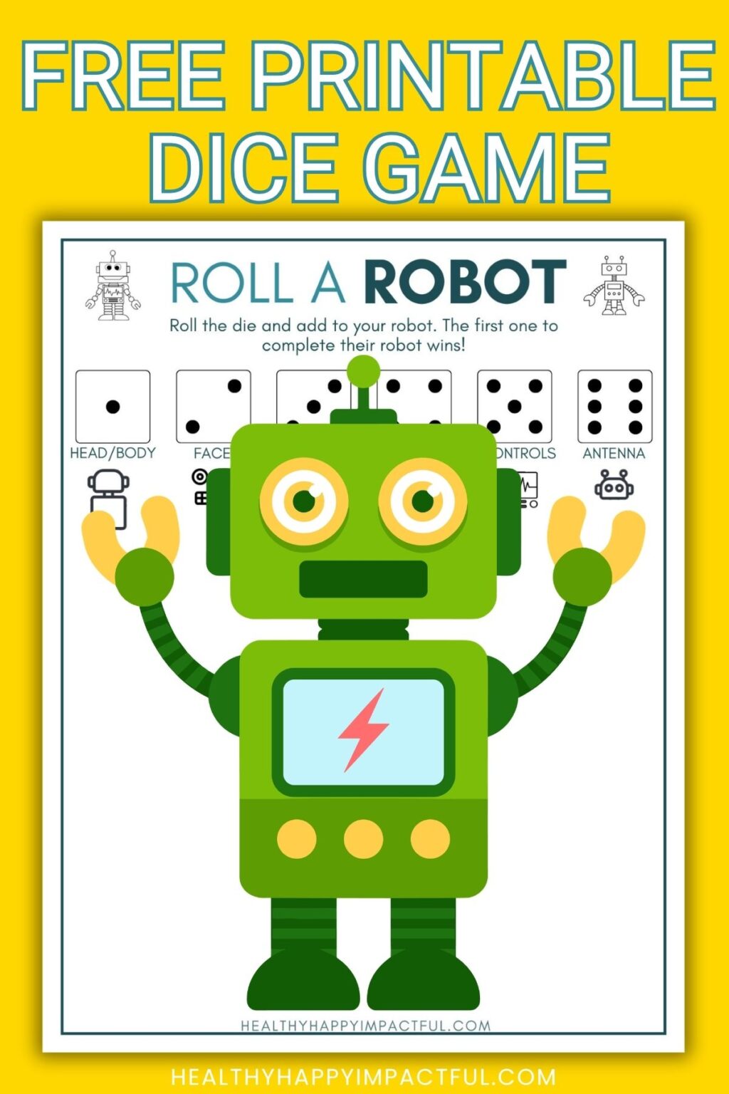 Roll & Draw A Robot Dice Game (Free Printable)